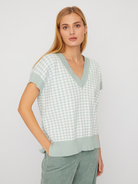 Топ Женский Zolla бирюзовый, размер 42 Вискоза, Полиэстер Короткий Повседневный Китай, рост 164 ...