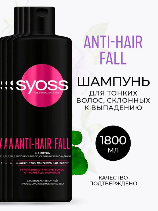 Syoss шампунь Anti-Hair Fall, комплект 4 шт по 450 мл - купить с ...