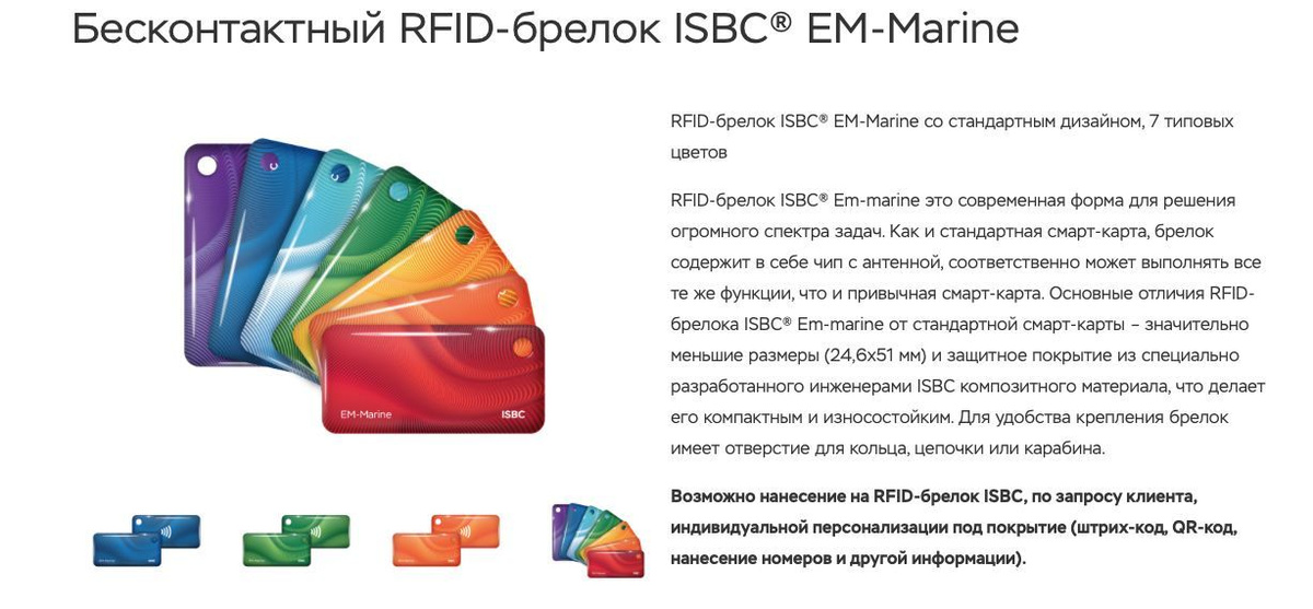 Современный и стильный бесконтактный RFID-брелок, электронный ключ, карта доступа ISBC EM-Marine ...