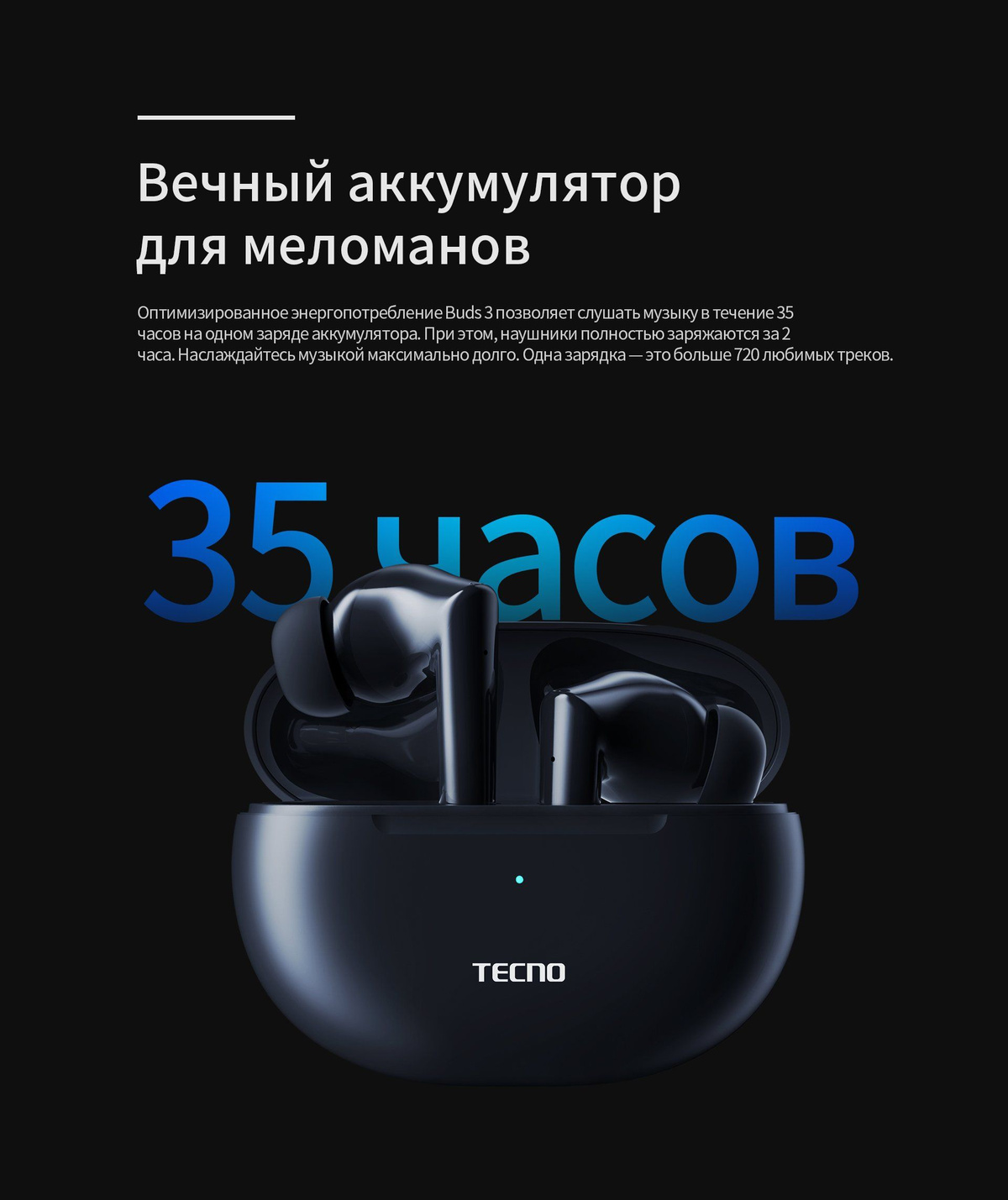 Наушники Внутриканальные Tecno Buds 3 Беспроводное Tecno BD03 Black ...