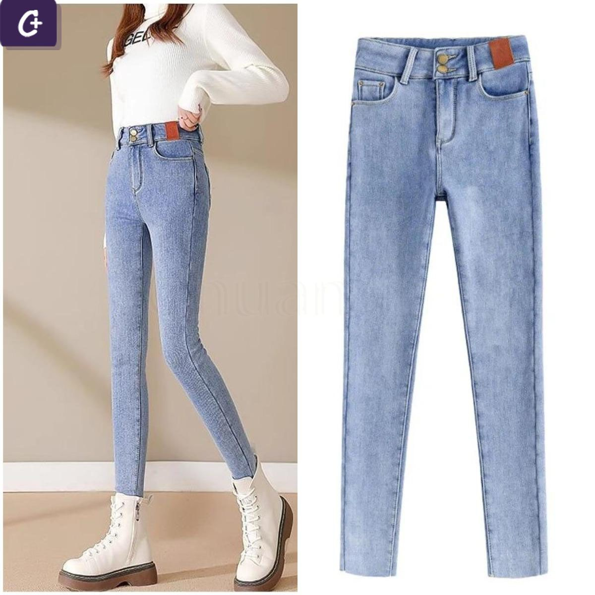 Джинсы Женский KERNA голубой бананы Деним, Хлопок, размер 50 Молния, Пряжка Высокая Карманы ...