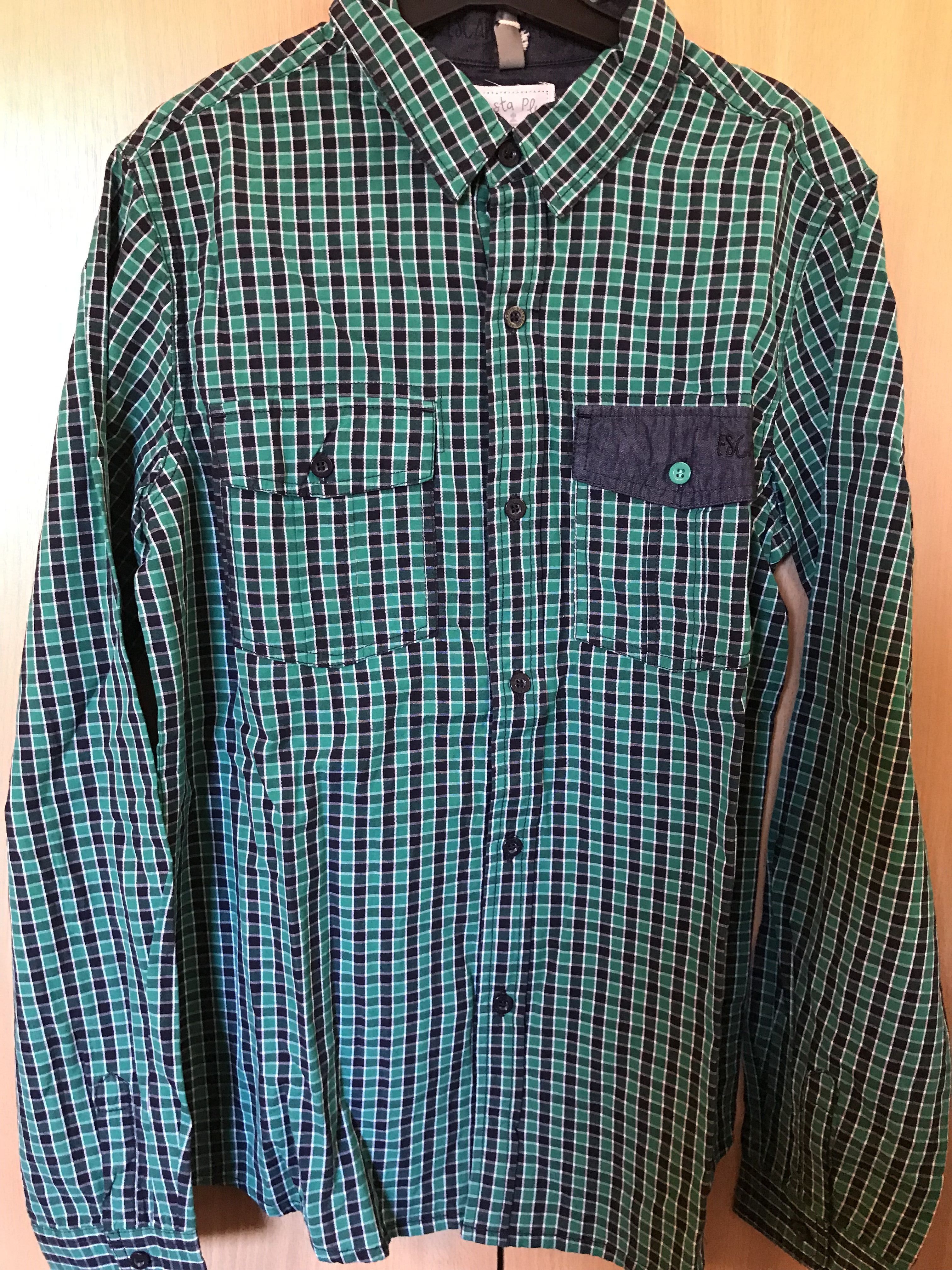 Рубашка Мальчики, Мужской Besta Plus зеленый Хлопок Клетка, размер 152 ...