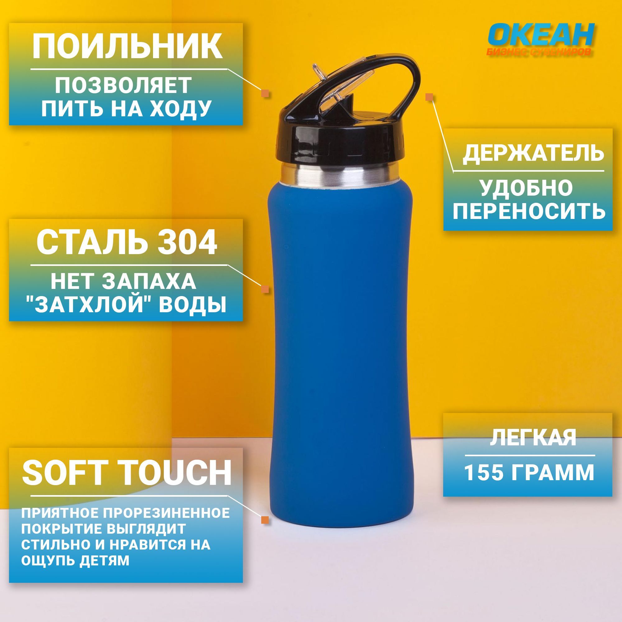 Спортивная металлическая бутылка для воды с трубочкой для питья ...