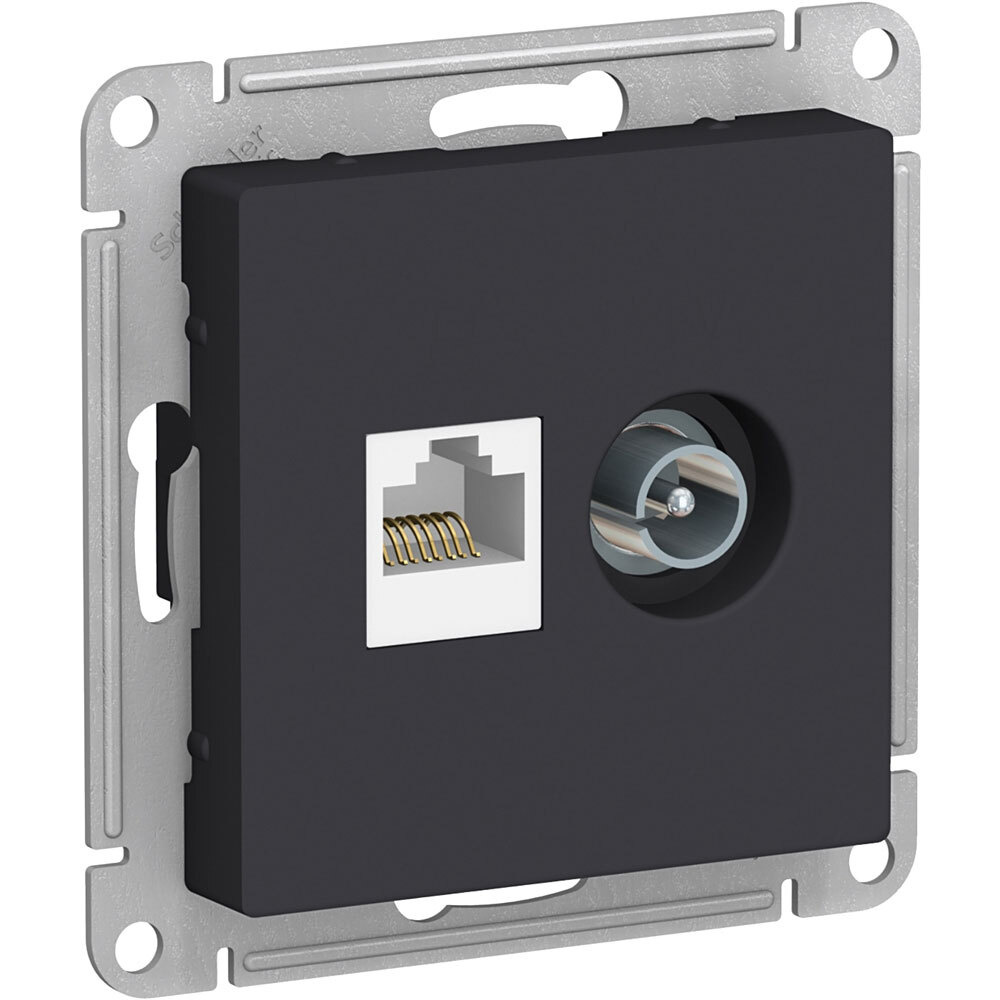 Розетка двойная Systeme Electric AtlasDesign TV + RJ45 категории 5. Карбон - купить по низкой ...