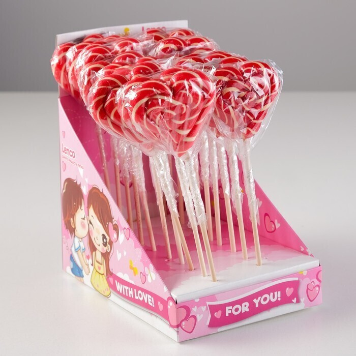 Карамель леденцовая Lenco, Сердечко, клубника-сливки, 45 г - купить с ...