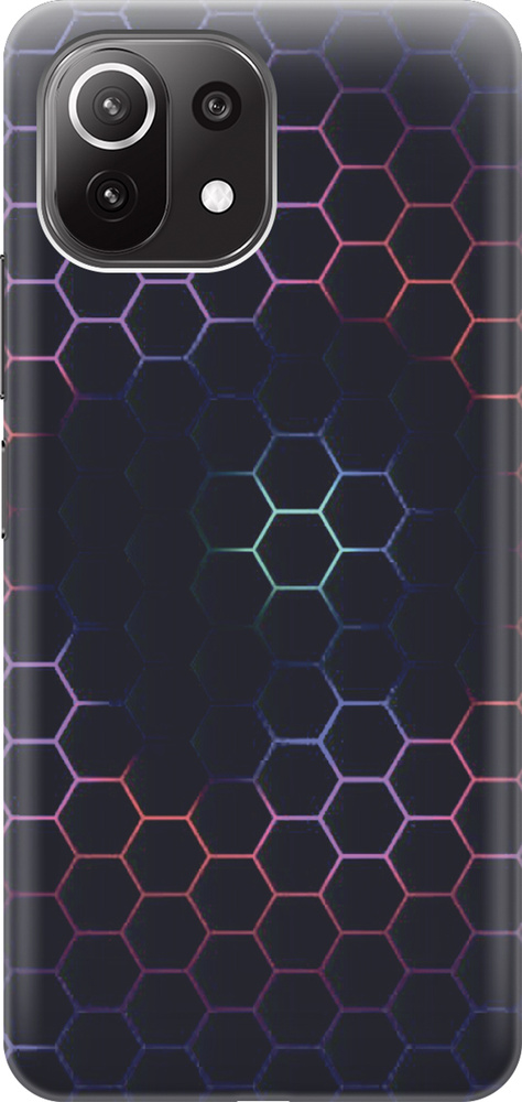 Силиконовый чехол Светящиеся соты на Xiaomi Mi 11 Lite 4G / Сяоми Ми 11 ...