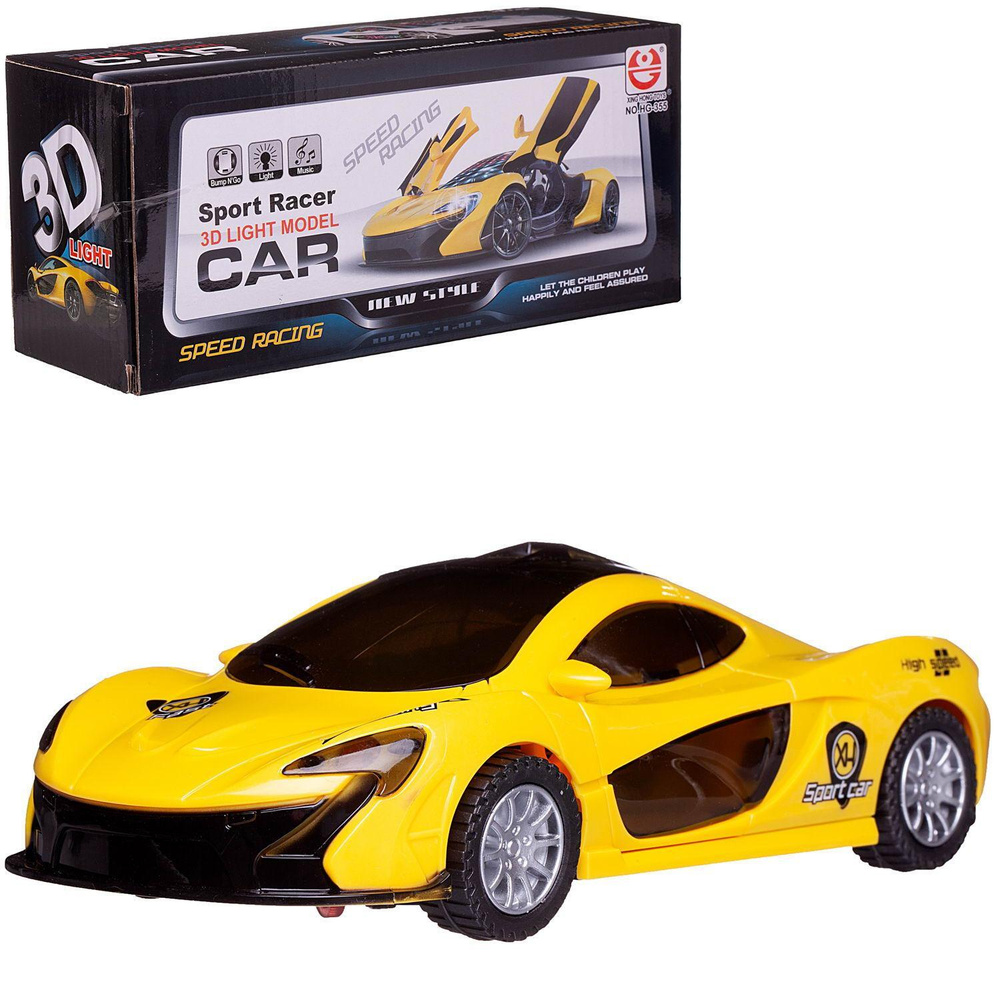 Машинка Junfa спортивная (движение+вращение) желтая №1 - купить с доставкой по выгодным ценам в ...