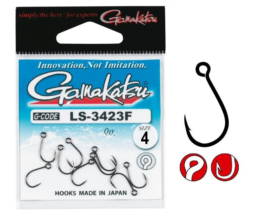 Крючок одинарный Gamakatsu LS-3423F Black №4 - купить с доставкой по выгодным ценам в интернет ...