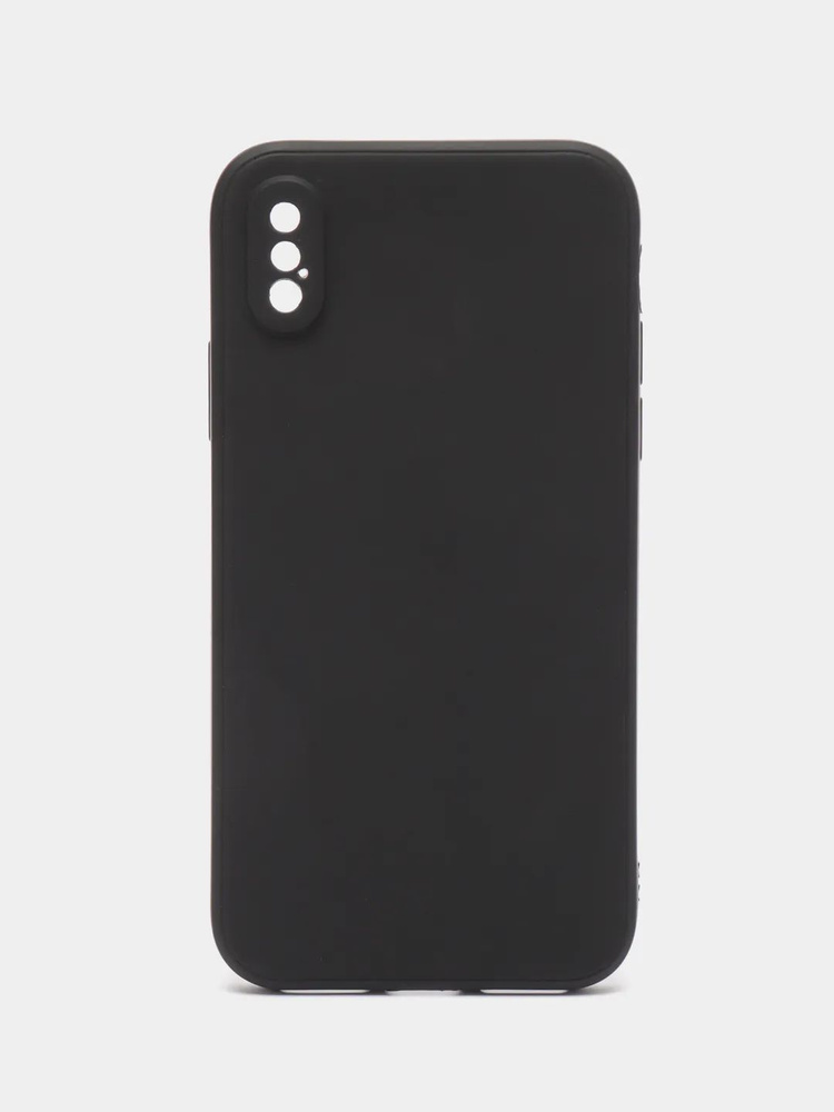 Силиконовый черный чехол - накладка с защитой камеры для iPhone X / XS ...