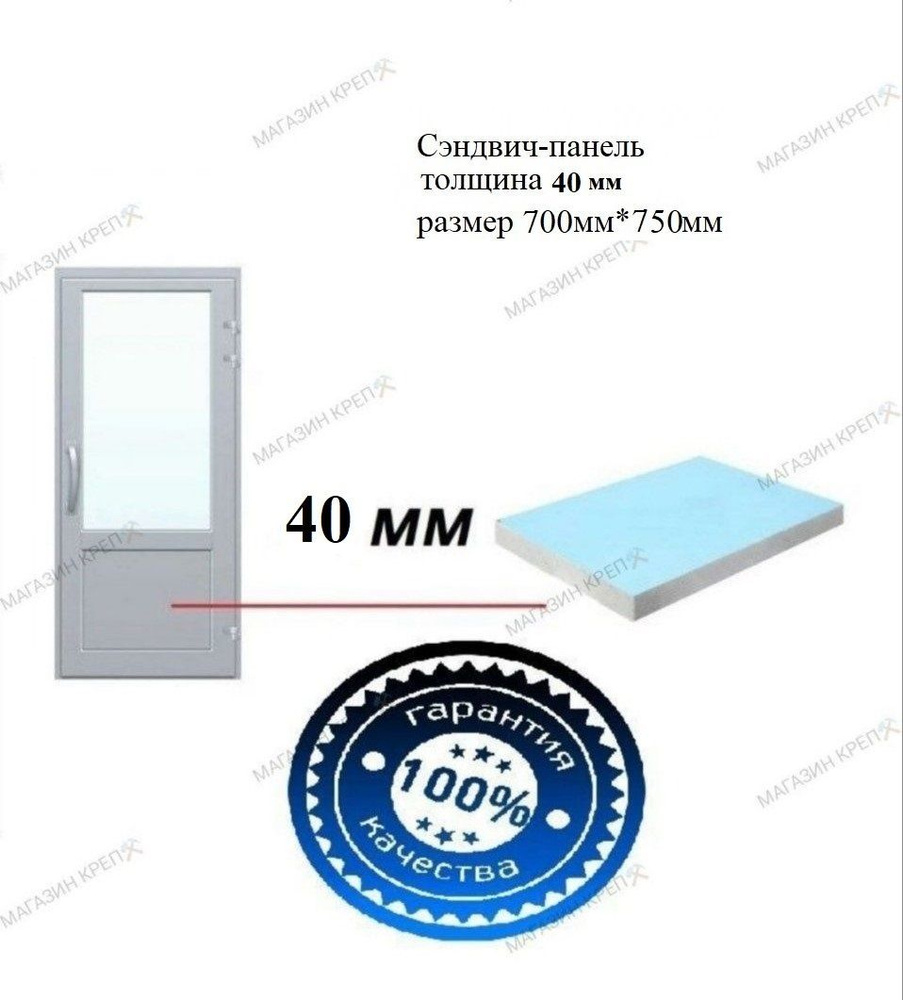 Сэндвич панель 40мм 700*750мм, вставка в балконную дверь, пластик ...