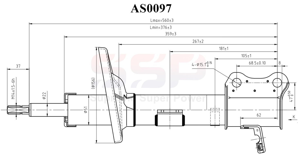 Стойка амортизационная SSP AS0097 - купить по доступным ценам в ...