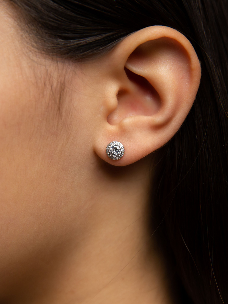 Goldenplum Серьги пусеты с фианитами, винтовой замок, серебро 925 ...