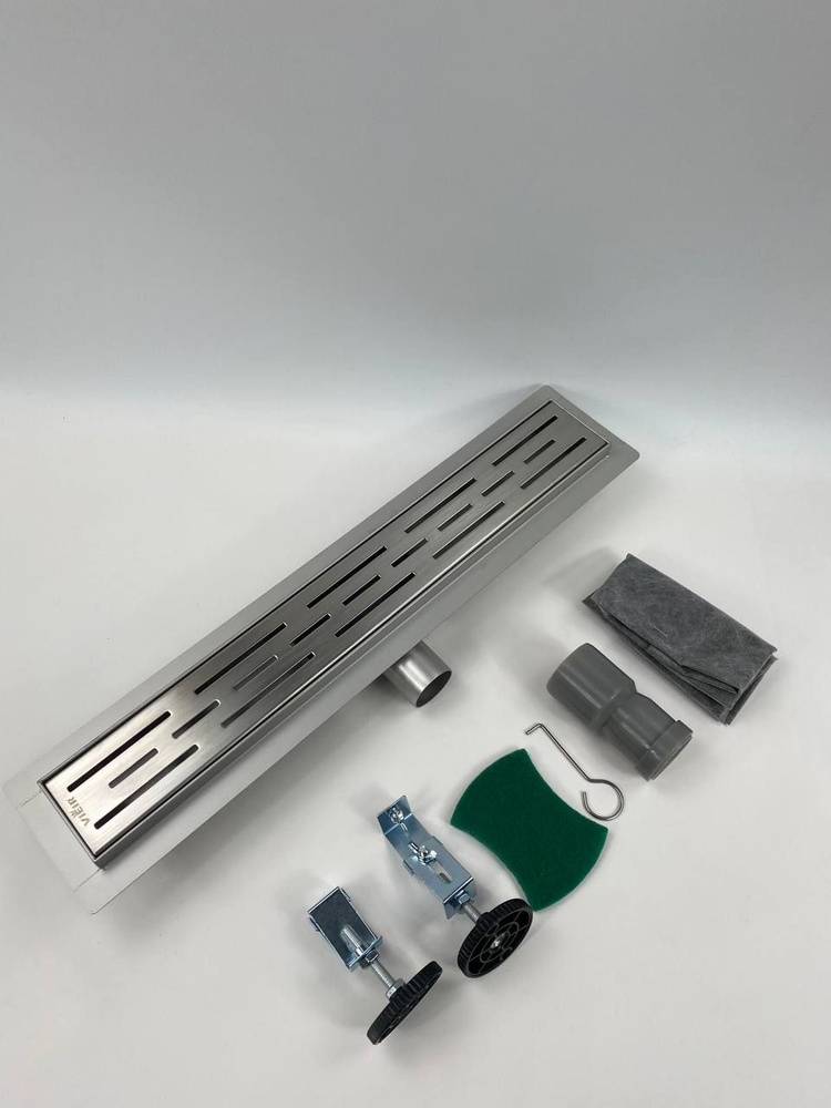 Трап для душа c серебристой глянцевой решеткой, длина 400мм, c ...