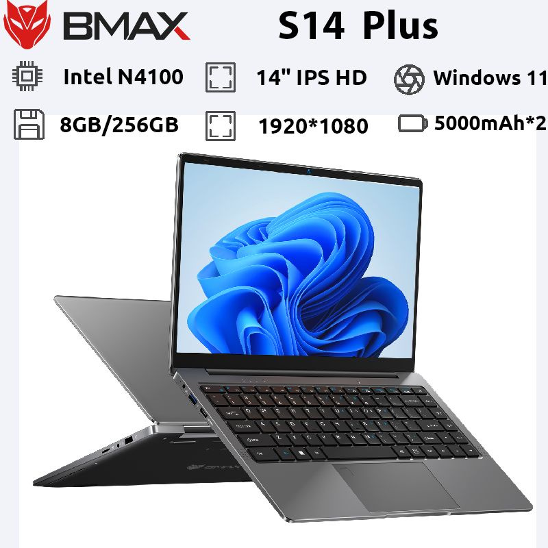 Ноутбук BMAX S14 plus 14 Inch 256GB SSD ROM+8GB DDR4 RAM Intel N4100 4 ...
