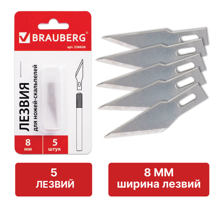 Лезвия-заготовки для макетных ножей (скальпелей) Brauberg, 8 мм ...