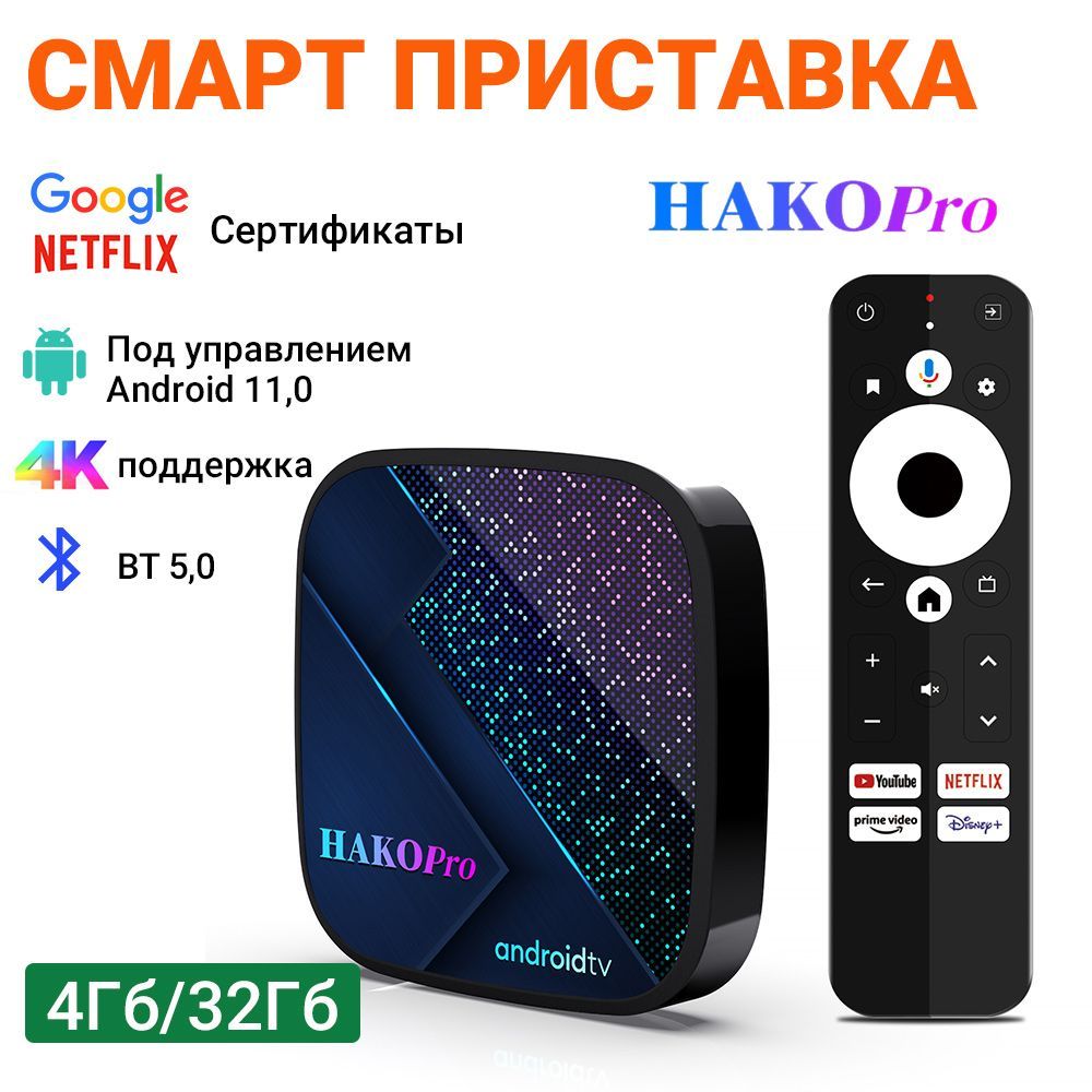 Медиаплеер HAKO HAKOPRO11, DC 5.5 мм, HDMI, RJ-45 Ethernet, USB, черный ...