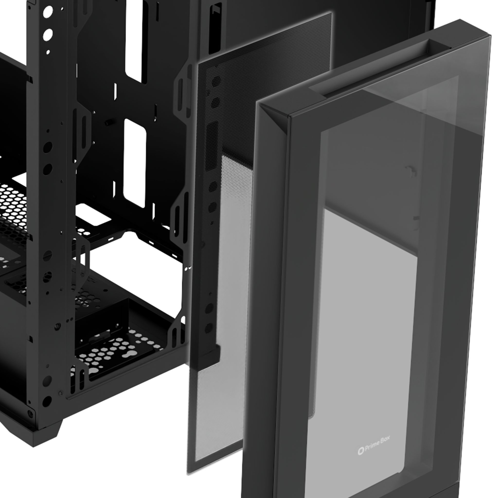 Корпус игровой Prime Box Warrior Z13 + закаленное стекло спереди и ...