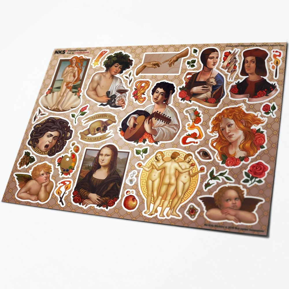 Набор наклеек А4 Pack Renaissance, виниловые стикеры, No Kids Stickers ...