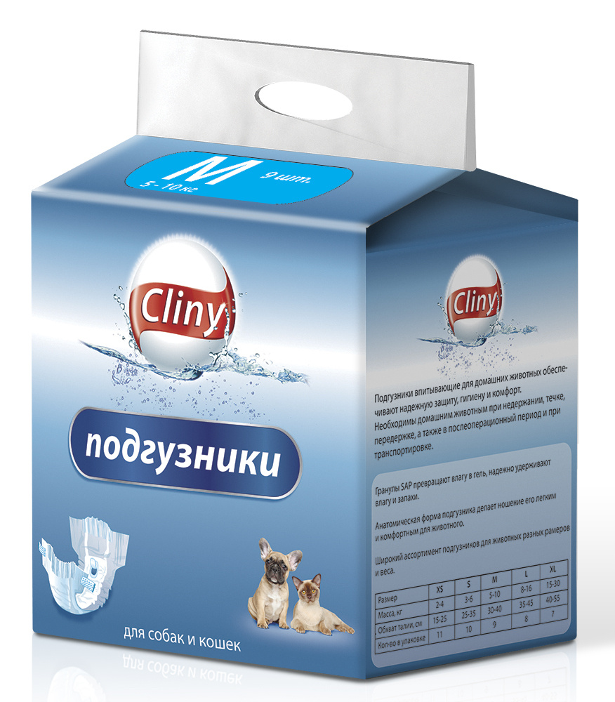 Подгузники для собак и кошек 5-10 кг Cliny размер M, 9 шт. - купить с ...