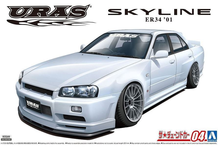 Сборная модель Nissan Skyline ER34 Uras Type-R '01, масштаб 1/24 ...