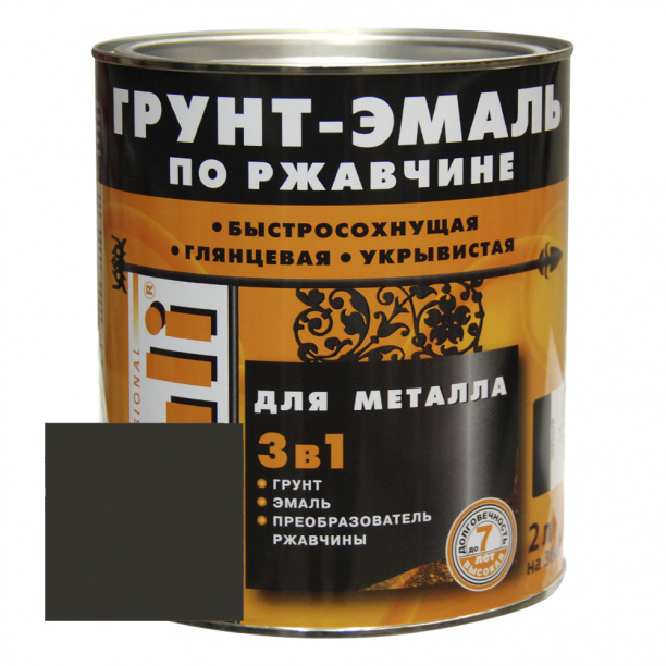 Грунт-эмаль DALI по ржавчине 3в1 гладкая черная 2 л Гладкая, черный ...