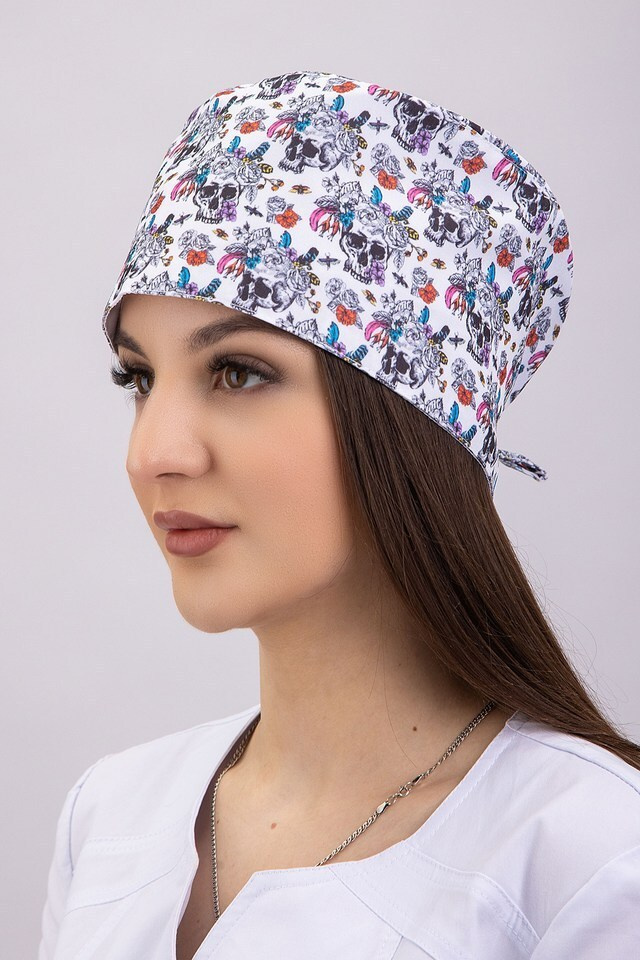 Колпак медицинский с принтом / Шапочка медицинская / Колпак лаборанта ...