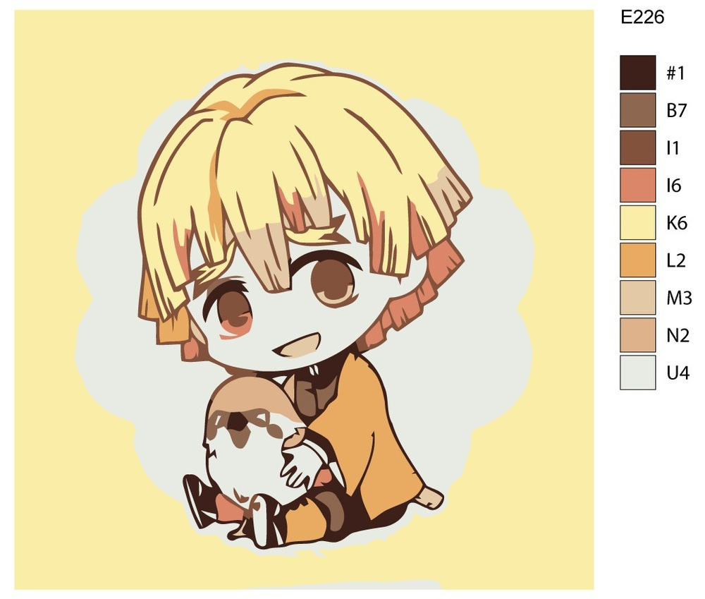 Детская картина по номерам E226 "Аниме клинок рассекающий демонов. Зеницу Агацума" 30х30 ...