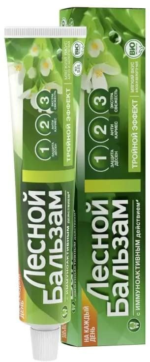Лесной бальзам, зубная паста Тройной эффект (алоэ вера и белый чай), 75 ...