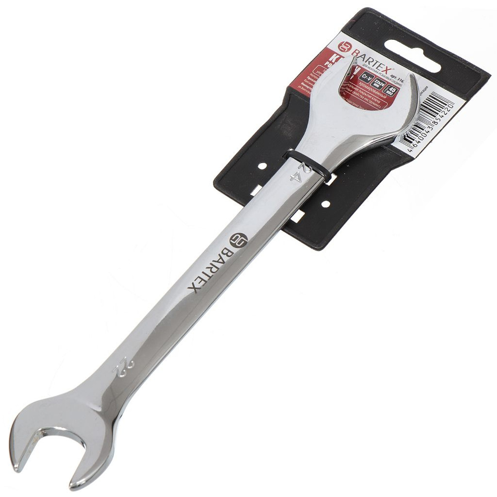 Ключ рожковый, Bartex, 22х24 мм, хромированный зеркальный, CrV сталь - купить с доставкой по ...