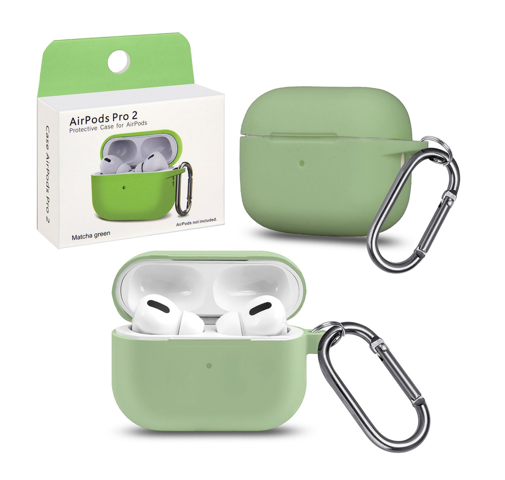 Чехол для наушников AirPods PRO и PRO 2, с карабином Matcha green ...