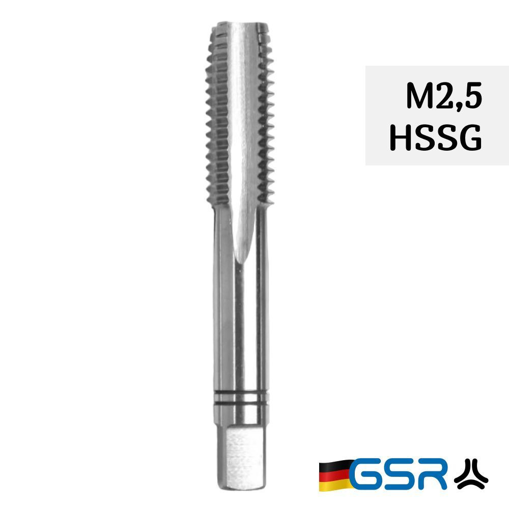 Метчик ручной для нарезания резьбы по металлу DIN352 HSSG M2,5 для глухих и сквозных отверстий ...