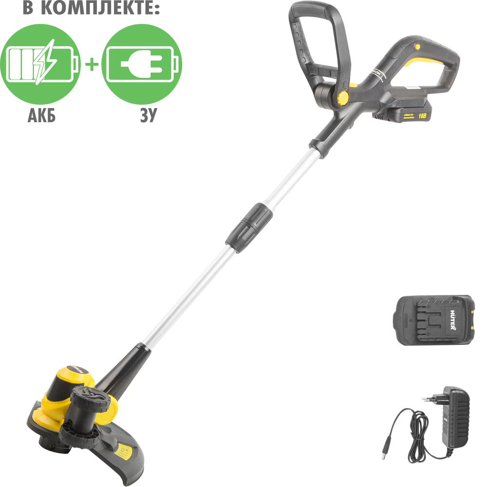 Триммер аккумуляторный Huter GET-280-2Li 18 В АКБ и ЗУ в комплекте ...