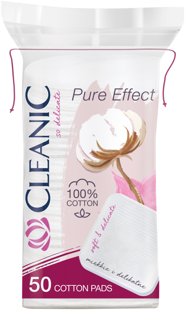 Cleanic Pure Effect Ватные диски гигиенические квадратные 50 шт ...