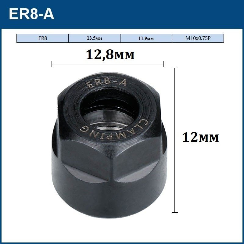 Гайка для патрона станка ЧПУ ER8-A - купить с доставкой по выгодным ...