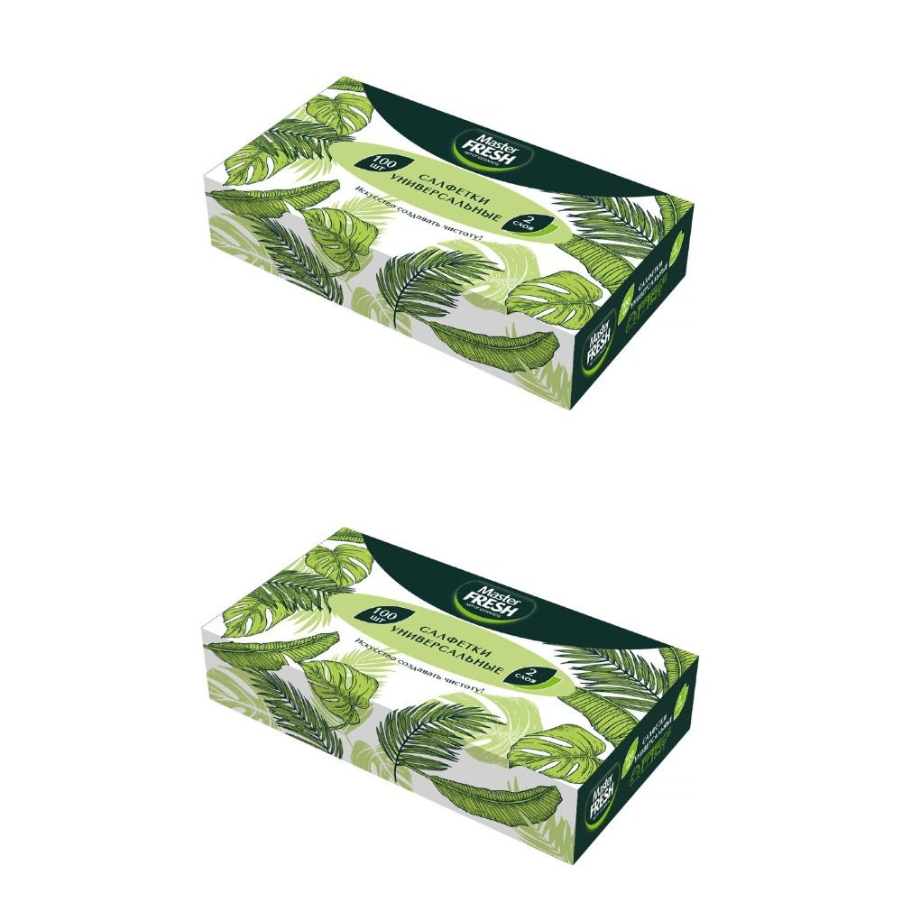 Master Fresh Салфетки бумажные в коробочке, 100 шт, сложение нон-стоп ...