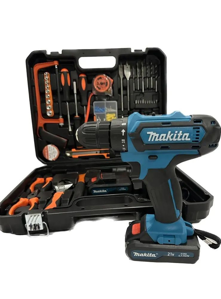 Шуруповерт Makito MKT_Shur_21v_NABOR----/////, От аккумулятора, 750 Вт ...