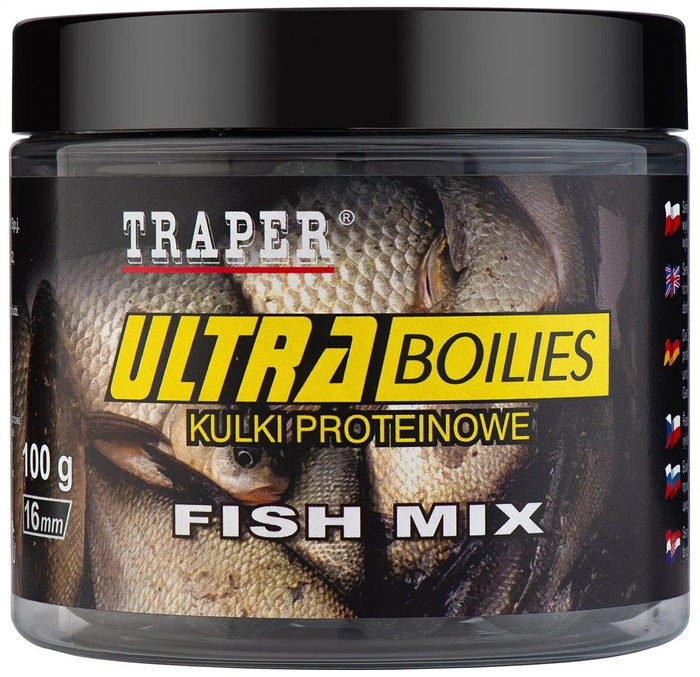 Бойлы Traper Ultra Boilies (Fish Mix, рыбная смесь), 100г/16мм Готовая ...