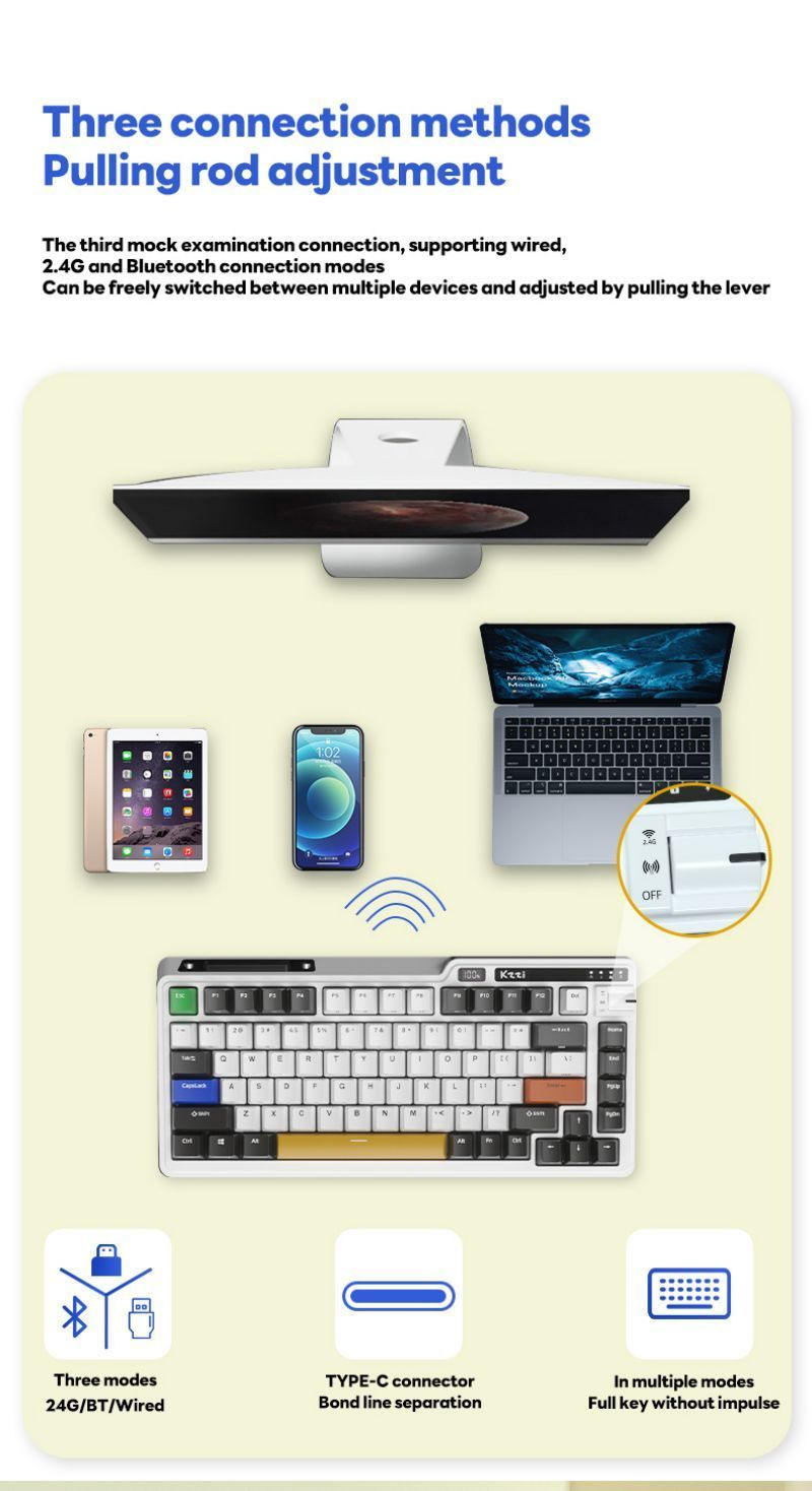 RK Royal Kludge Игровая клавиатура беспроводная KZZI K75, (RK Red ...