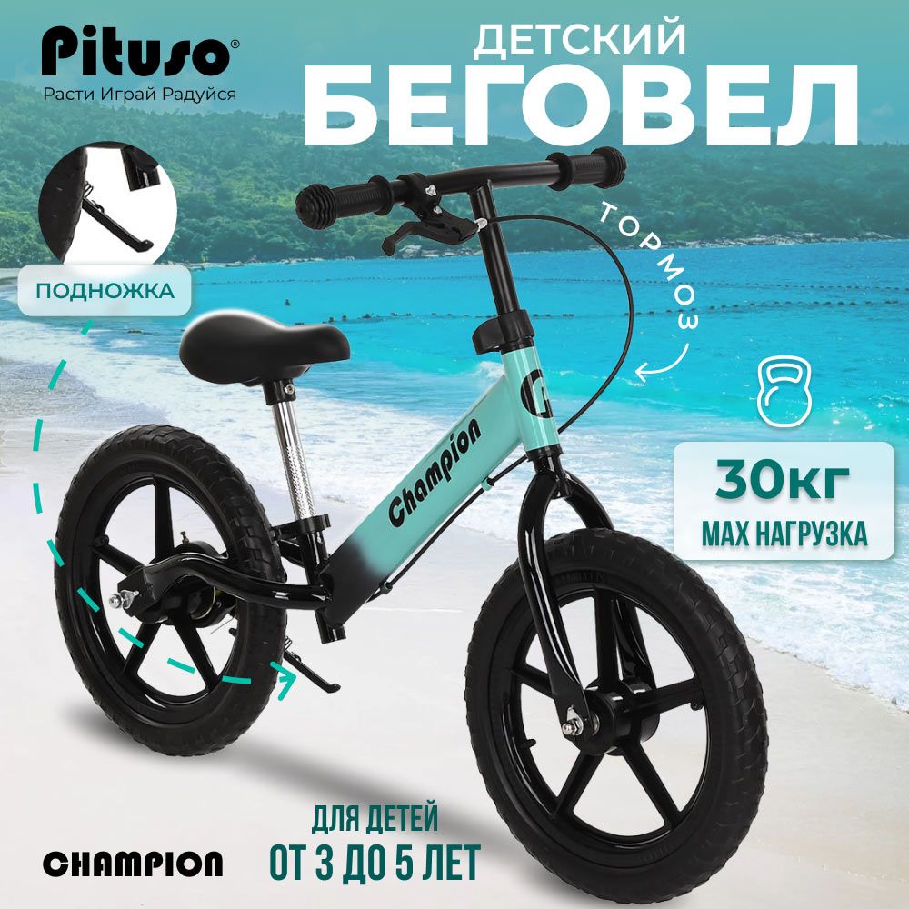 Беговел Pituso Champion колеса EVA 14, ручной тормоз, подножка Black ...