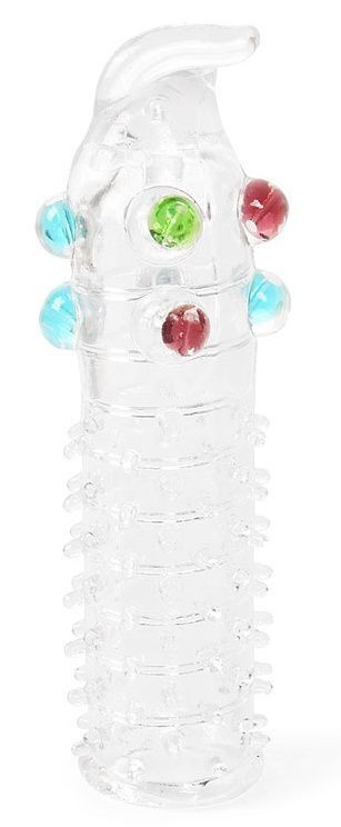 Bior toys Насадки и удлинители эротические Закрытая прозрачная насадка на пенис с выпуклостями и ...