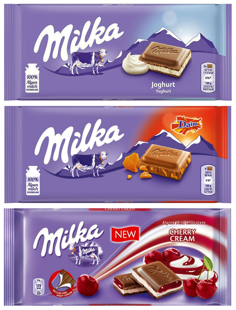 Шоколад Milka Yoghurt + Daim + Cherry Cream (3 шт) - купить с доставкой ...