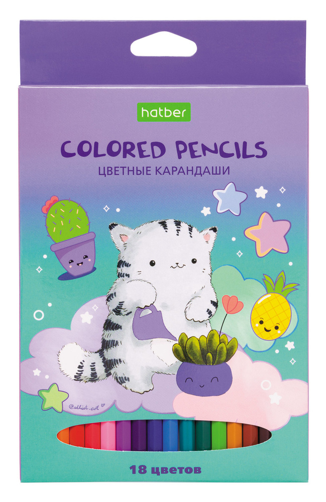 Набор цветных карандашей Hatber 18 цветов "Приключения кота Пирожка", заточенные - купить с ...