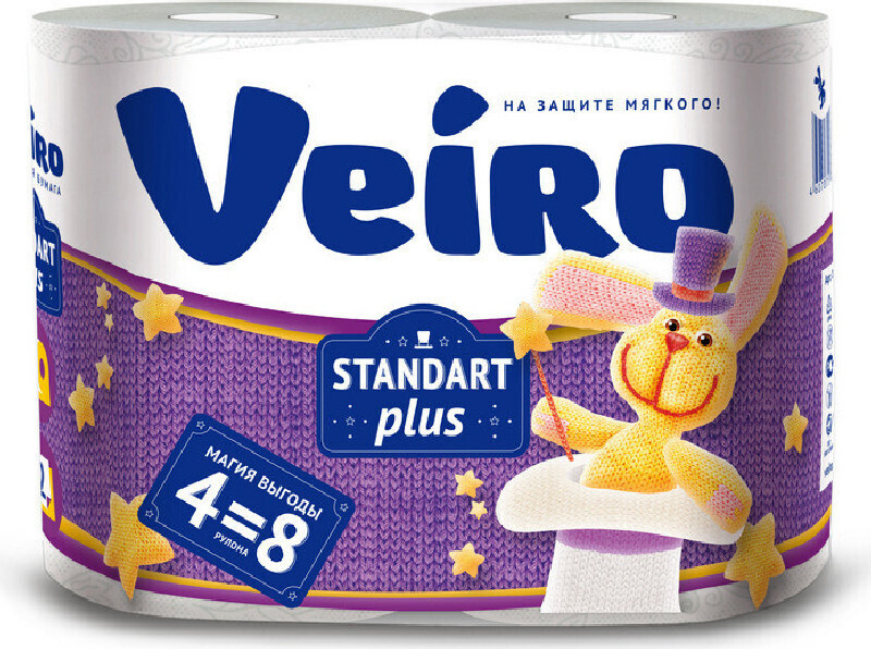 Бумага туалетная Veiro 2 слоя,30м 240л 4 рулона 3c24 - купить с доставкой по выгодным ценам в ...