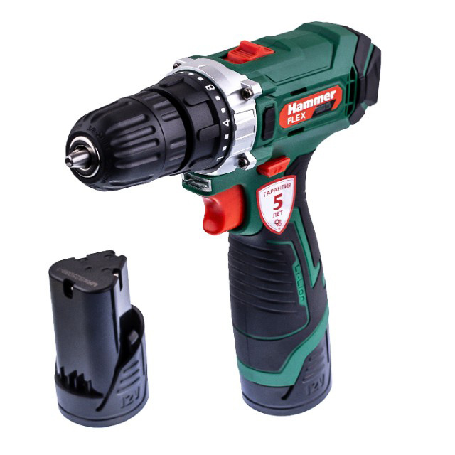 дрель-шуруповерт HAMMER ACD12/2CS 12В Li-Ion 1,5Ач 2АКБ аккумуляторная ...