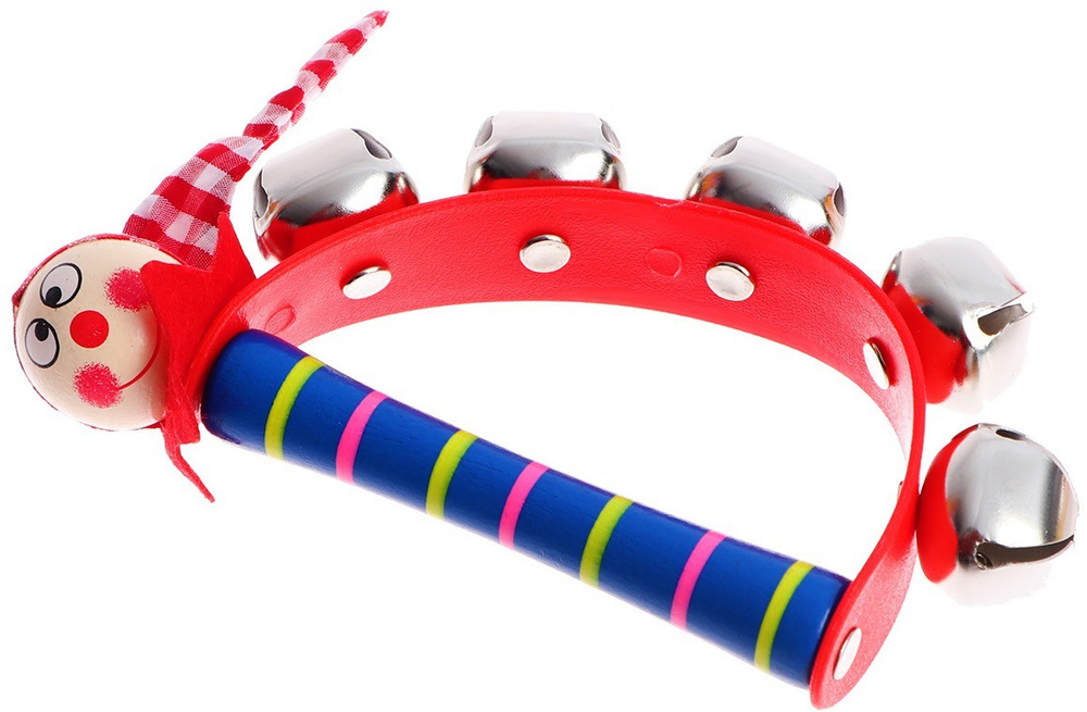 Игрушка музыкальная Бубен "Звери" с колокольчиками, развитие ...