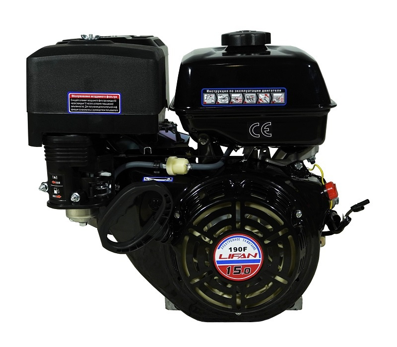 Двигатель бензиновый Lifan 190F D25 (15л.с., 420куб. см, вал 25мм, ручной старт) - купить с ...