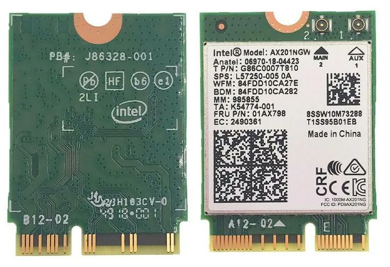 Адаптер WiFi 6 + Bluetooth 5.2 Intel AX201NGW (M.2, N, AC, AX, 2.4 Gbps ...