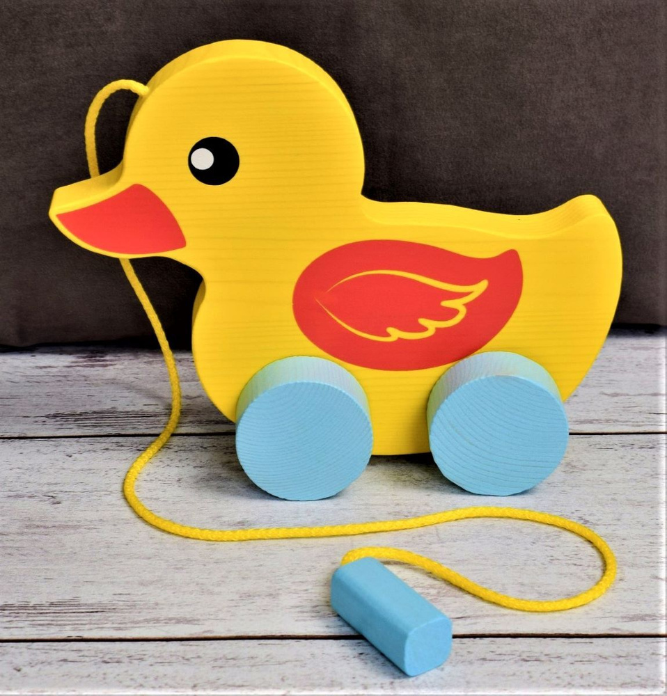 Деревянная каталка, фигурка уточка / Для мальчиков, девочек и малышей ...