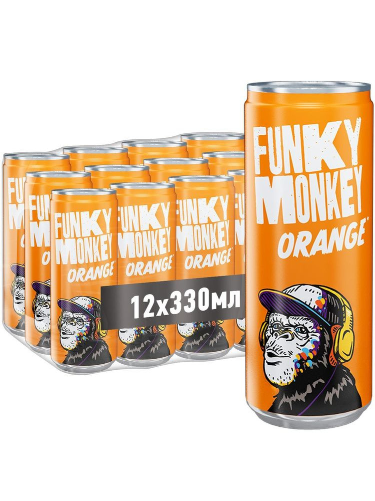 Напиток газированный Funky Monkey (Фанки Манки) Orange 0,33 л х 12 ...