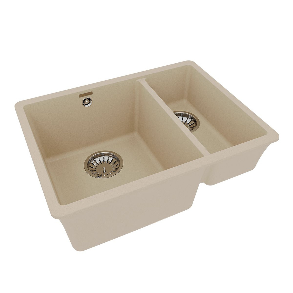 Мойка кухонная Lemark SINARA 550.2-U подстольного монтажа с доп.чашей из кварцгранита цвет ...